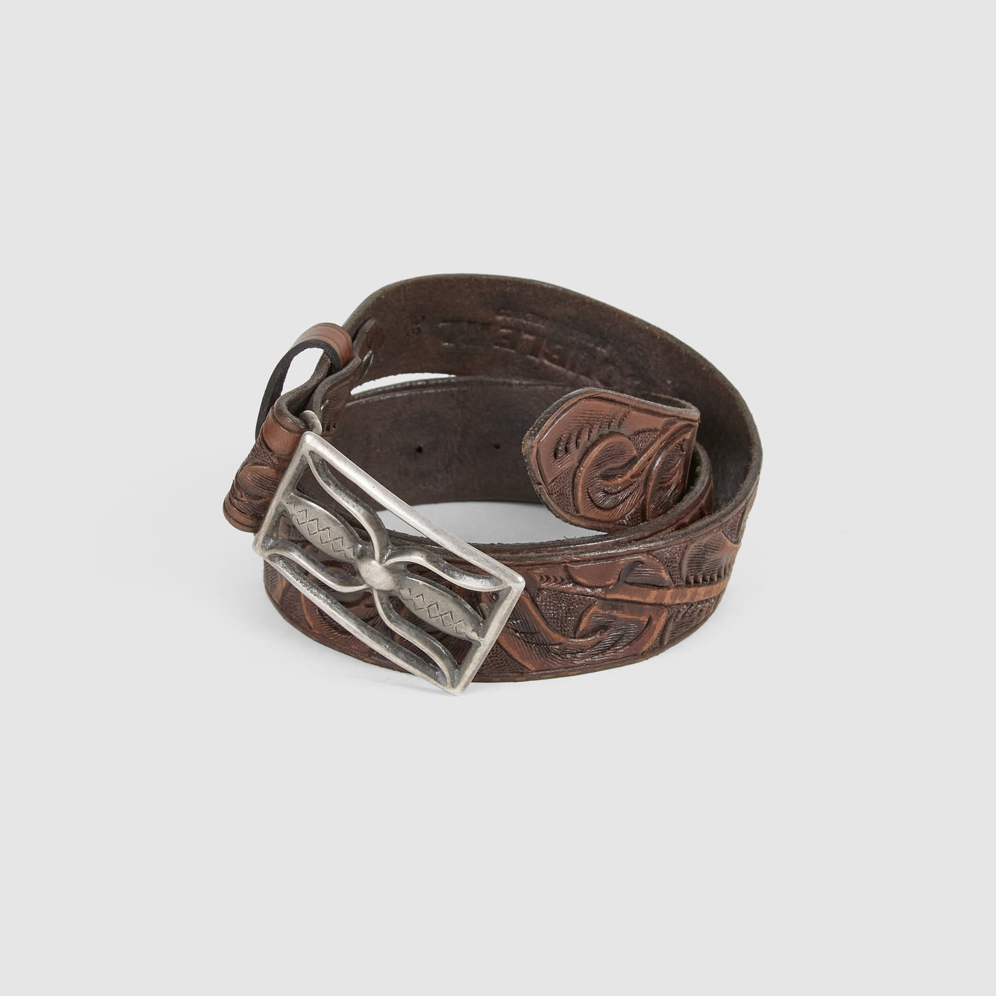 Double RL Hand Tooled Western-Buckle Belt - DeeCee style
